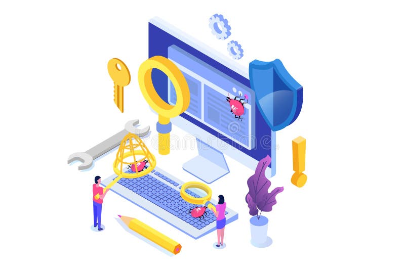 Software Or Application Testing Isometric Vector Concept Debugging Development Process Stock