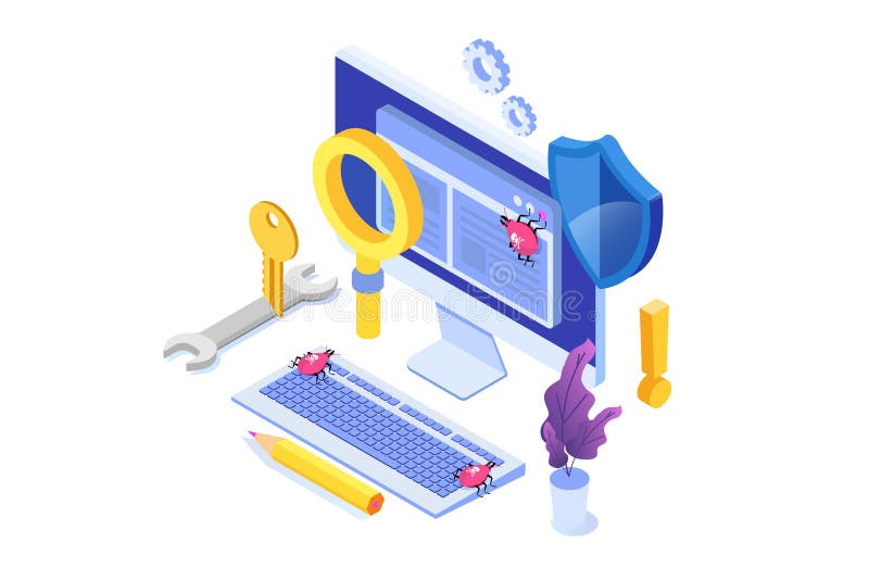 Software Or Application Testing Isometric Vector Concept Debugging Development Process Stock