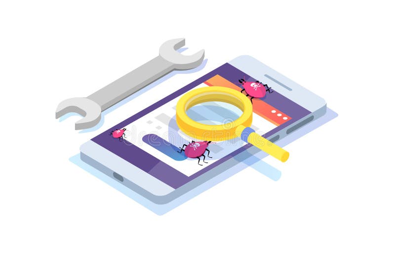 Software Or Application Testing Isometric Vector Concept Debugging Development Process Stock