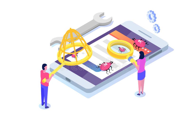 Software Or Application Testing Isometric Vector Concept Debugging