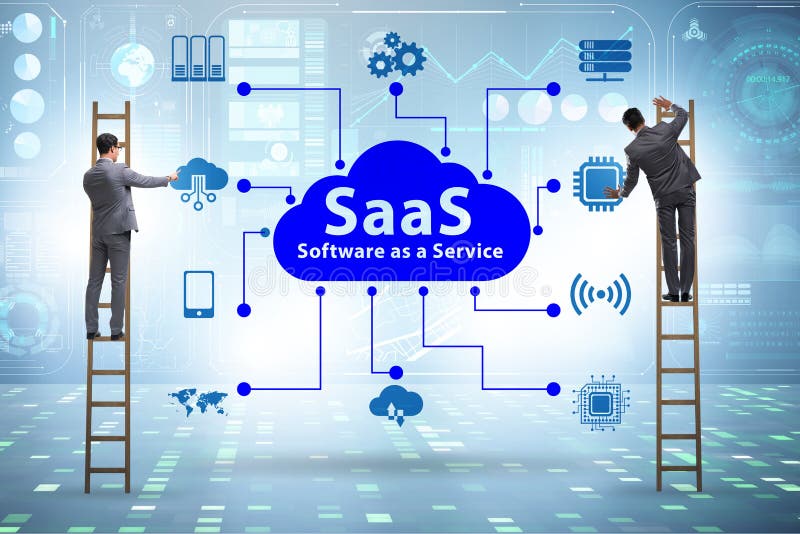 Software As a Service - SaaS Concept with Businessman Stock Photo ...