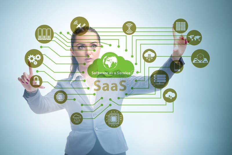 Software As a Service - SaaS Concept with Businesswoman Stock Photo ...