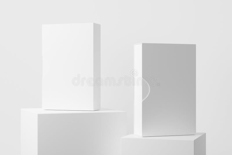 Software Box Wth Slip Case White Blank 3D Renderning Mockup Stock ...