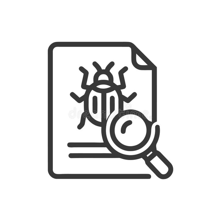 Bug Report Document with Magnifying Glass: Detailed Inspection for Software Errors Stock Vector ...
