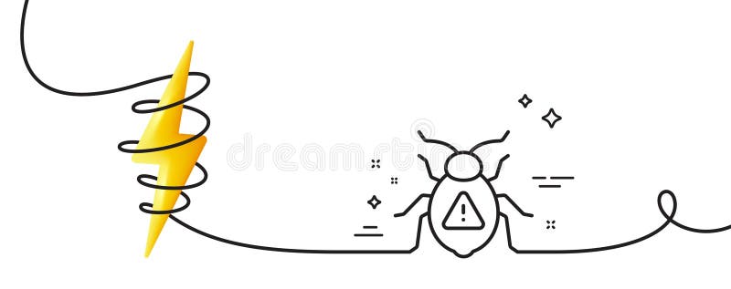 Software Bug Line Icon Cyber Attack Sign Continuous Line With Curl