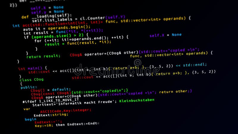 Software Codes Sliding on the Screen, Scrolling through a Page of HTML Code Loop Animation ...