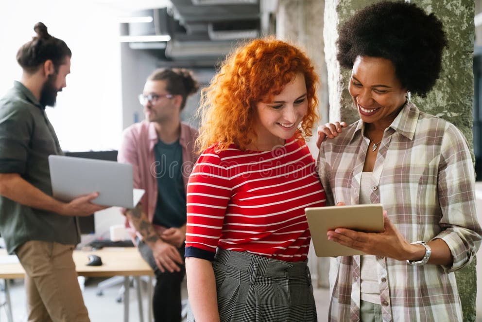 Software, Coding and Business Woman on Tablet Thinking of Data ...