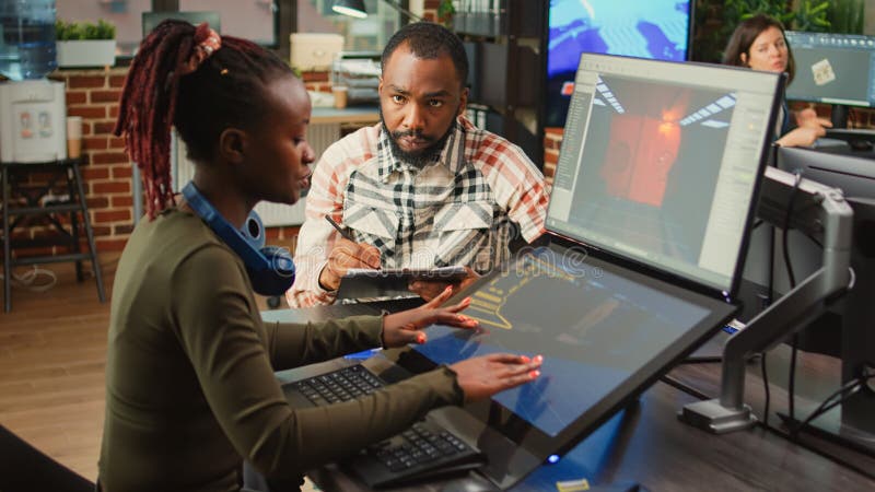 Software Company Workers Team Brainstorming Game Design Ideas Stock ...