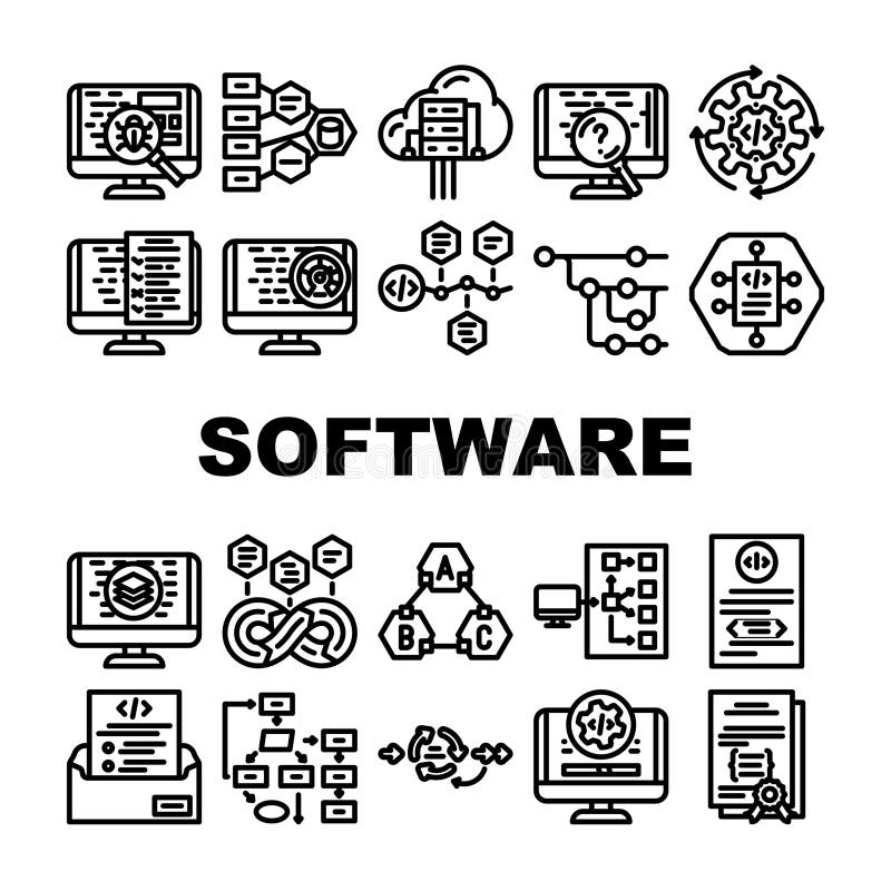 Software Compute, Engineer Icons Set Vector Stock Vector - Illustration ...