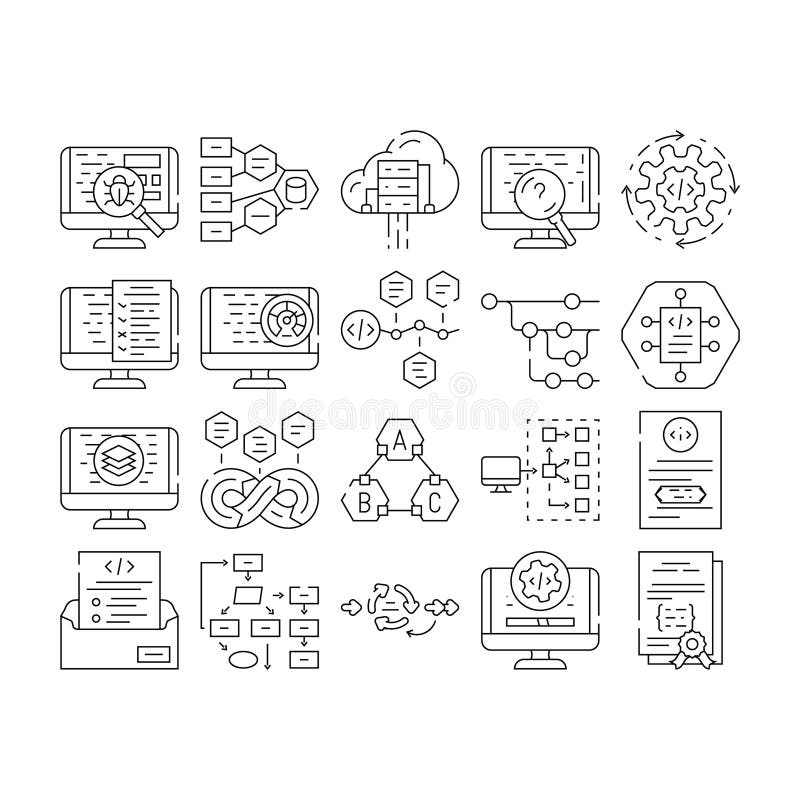 Software Compute, Engineer Icons Set Vector Stock Vector - Illustration ...