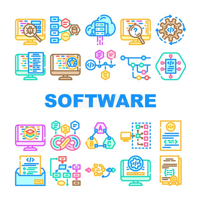 Software Compute, Engineer Icons Set Vector Stock Vector - Illustration ...