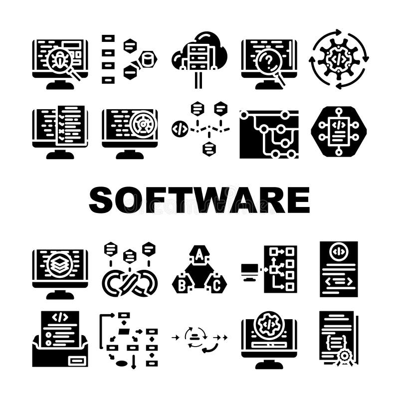 Software Compute, Engineer Icons Set Vector Stock Vector - Illustration ...