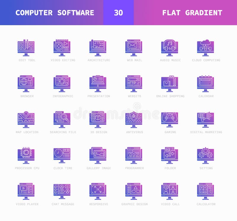 Product software icons stock vector. Illustration of laptop - 12760176