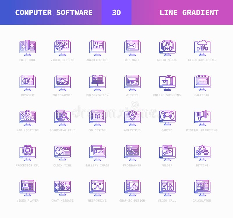 Product software icons stock vector. Illustration of laptop - 12760176