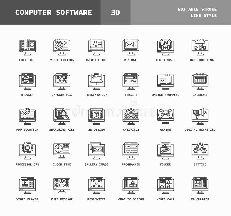 Product software icons stock vector. Illustration of laptop - 12760176