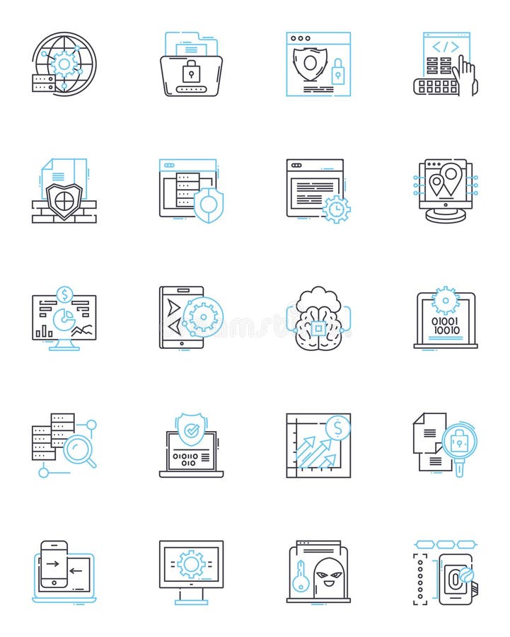 Software Computing Linear Icons Set Algorithm Api Application Bytecode Compiler Database