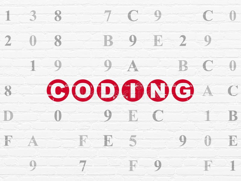 Software Concept: Coding on Wall Background Stock Illustration ...