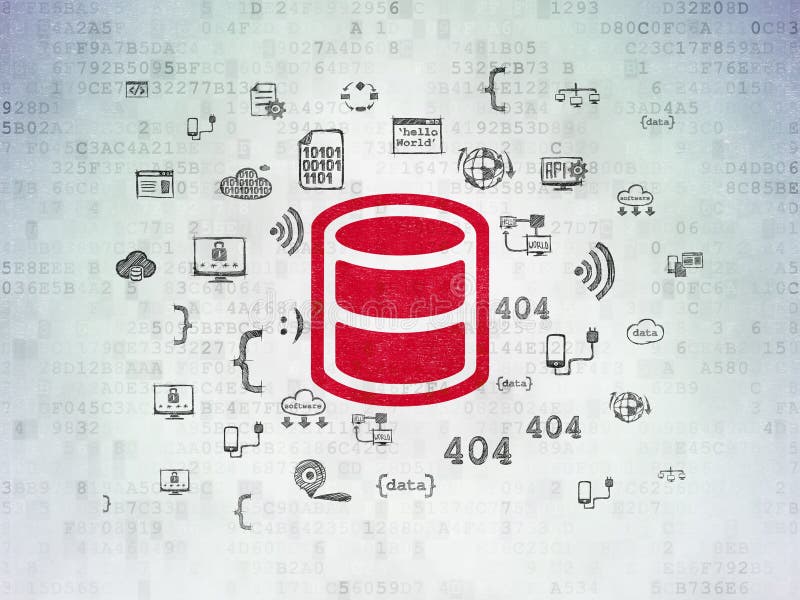 Software Concept: Database on Digital Data Paper Background Stock Illustration - Illustration of ...