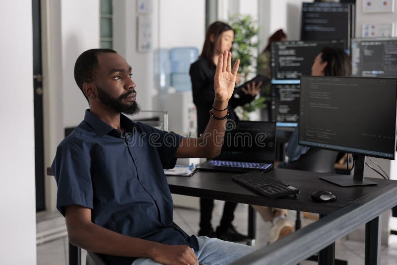 Software Developer Analysing Ar Hologram To Work on Html Code Stock Photo - Image of html ...