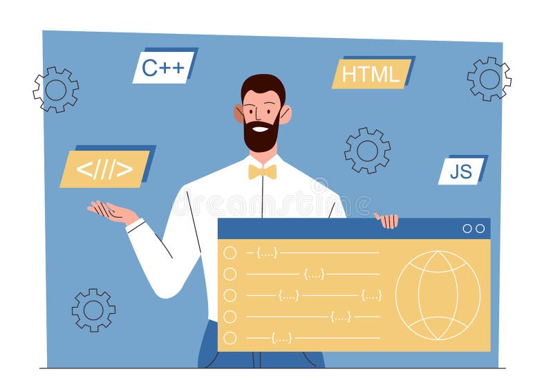 Software Developer with Code Stock Vector - Illustration of smartphone ...