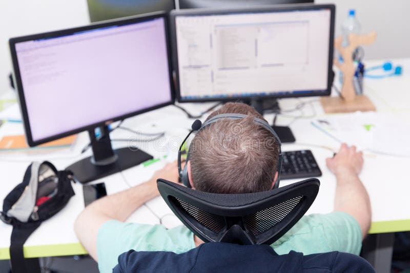 Software Developer Coder Or Programmer Working On Computer Stock Image