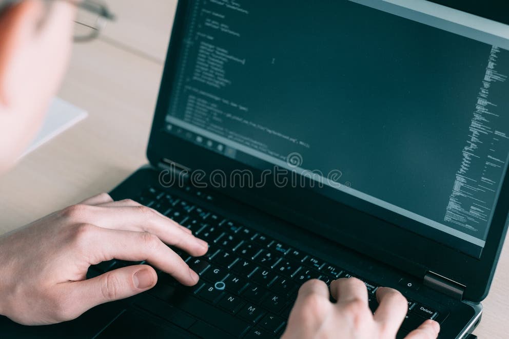 Software Developer Coding Laptop Programming it Stock Photo - Image of ...