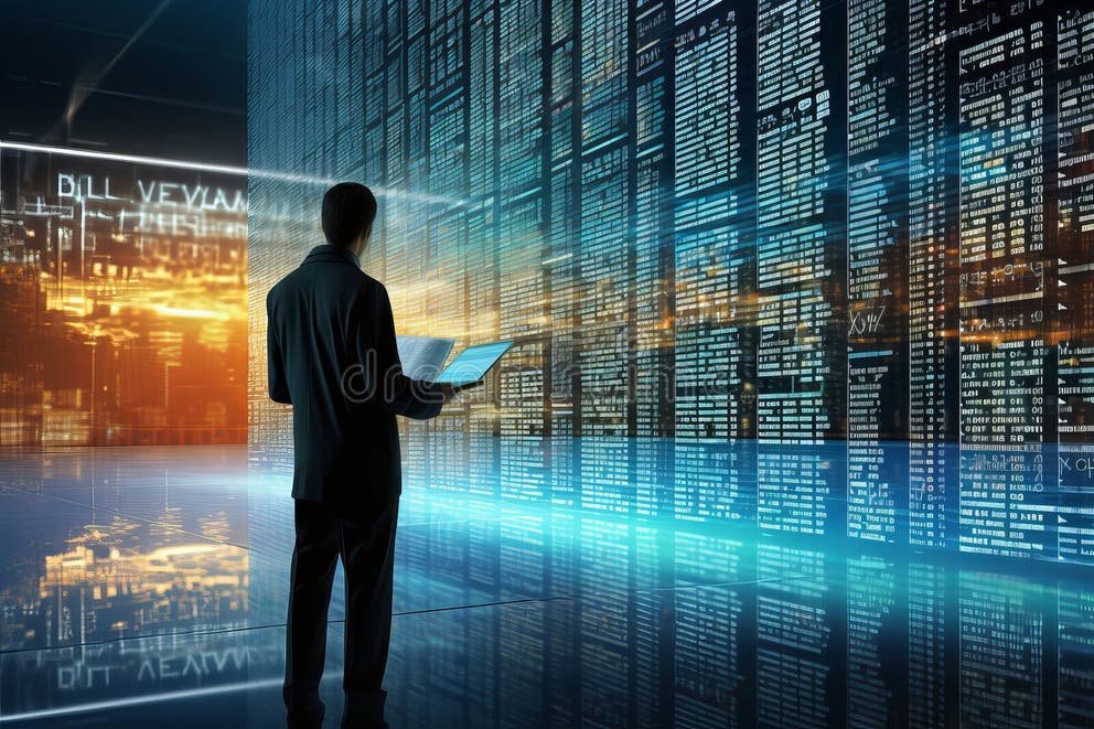 Software Developer Coding Smart Cities with Binary Codes and Html on ...