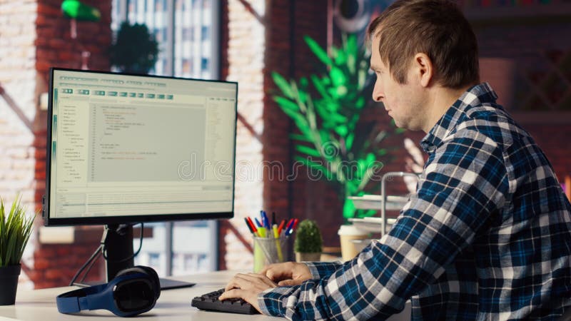 Software Developer At Computer Coding Creating Software Stock Video Video Of Engineer
