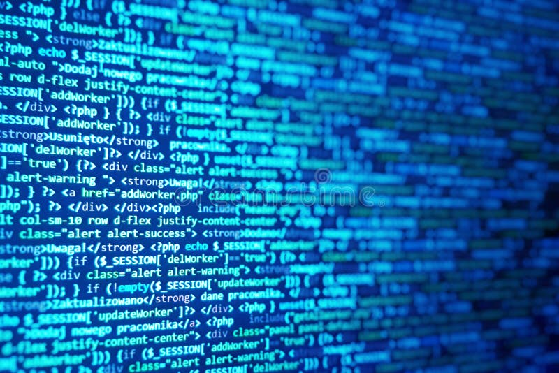 Software Developer Concept Blue Application Code On Computer Screen Stock Image Image Of