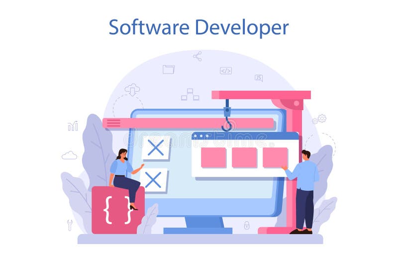 Software Developer Typographic Header Idea Of Programming Stock Vector Illustration Of