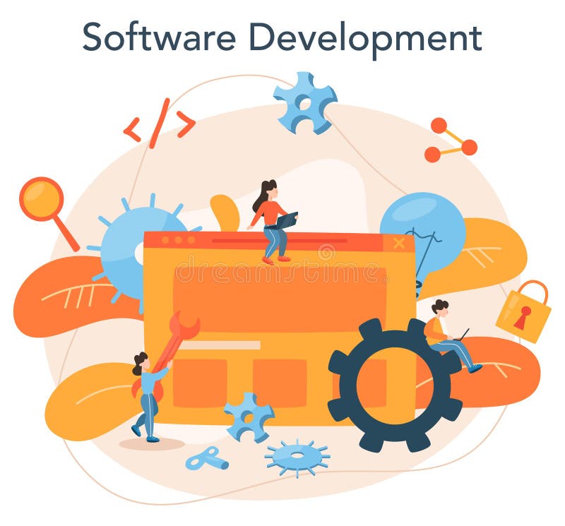 Software Developer Concept. Idea of Programming and Coding, Stock Vector - Illustration of data ...