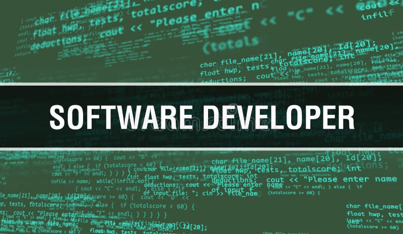 Software Developer Concept With Random Parts Of Program Code Software Developer With