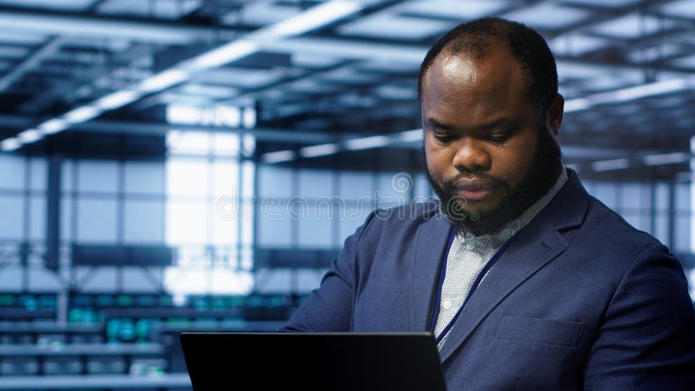 Software Developer in Data Center Runs System Diagnostic Tests on ...