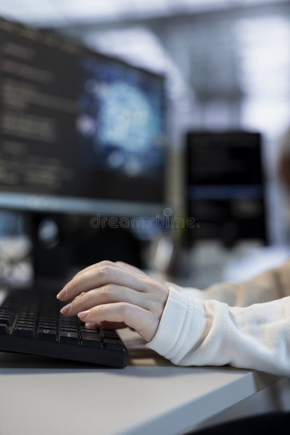 Software Developer Doing Data Center Automation Using AI Stock Image - Image of programming ...