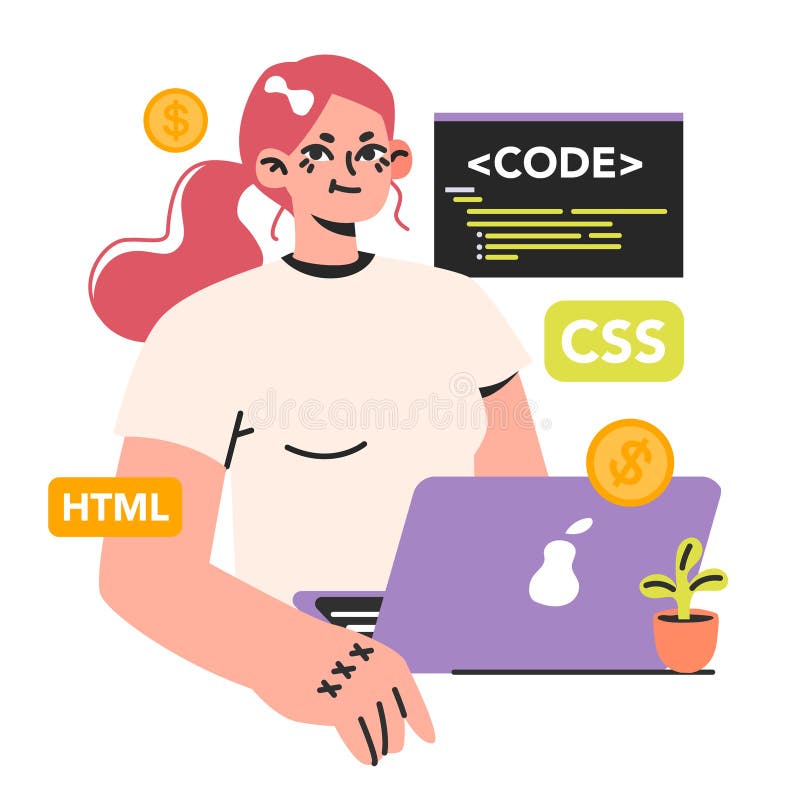 Software Developer Female Stock Illustrations 802 Software Developer