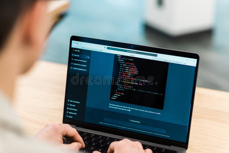 Software Developer Generating Code in an AI Chat Editorial Stock Image ...