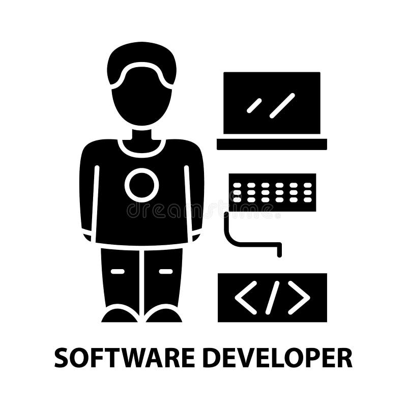 Software Developer Icon, Black Vector Sign with Editable Strokes ...