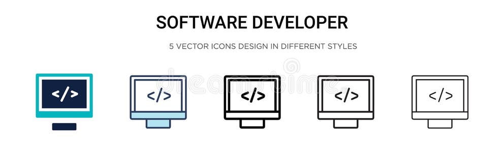 Software Developer Icon in Filled, Thin Line, Outline and Stroke Style ...