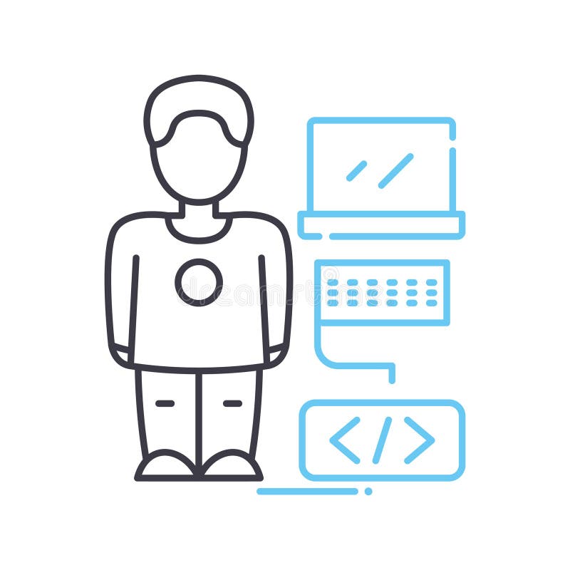 Software Developer Line Icon, Outline Symbol, Vector Illustration ... Software Developer Line Icon, Outline Symbol, Vector Illustration ...