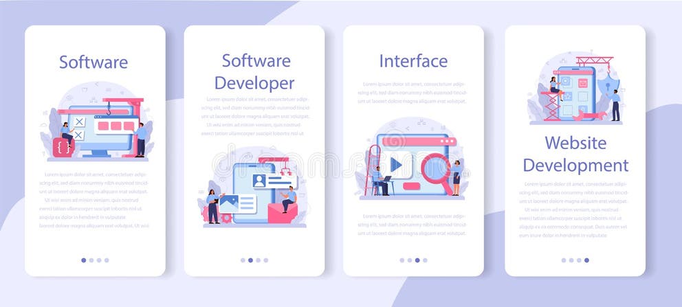 Software Developer Mobile Application Banner Set. Idea of Programming Stock Vector ...