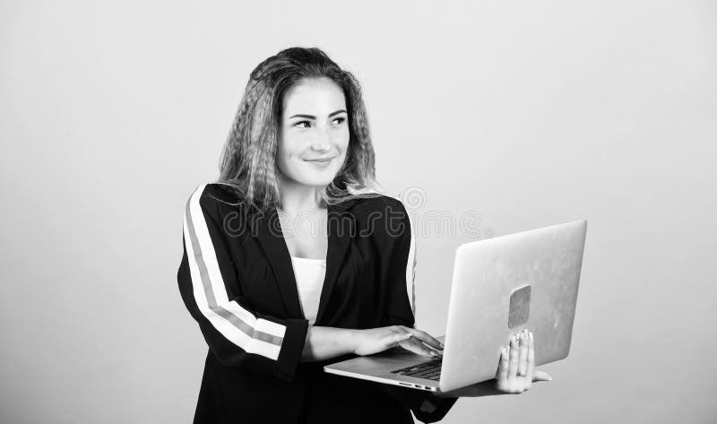 Software Developer. Online Remote Job. Girl with Laptop Computer ...