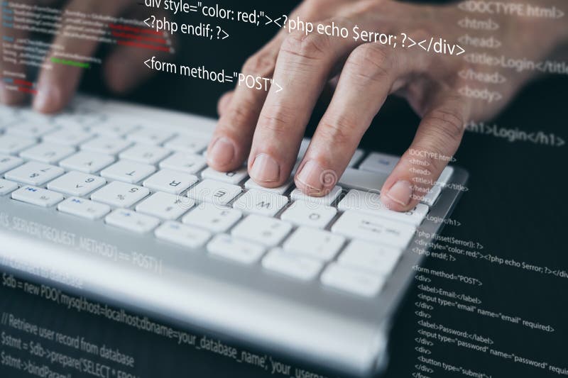 Software Developer or Programmer Coding Program with Laptop. Create Intelligence Innovation ...