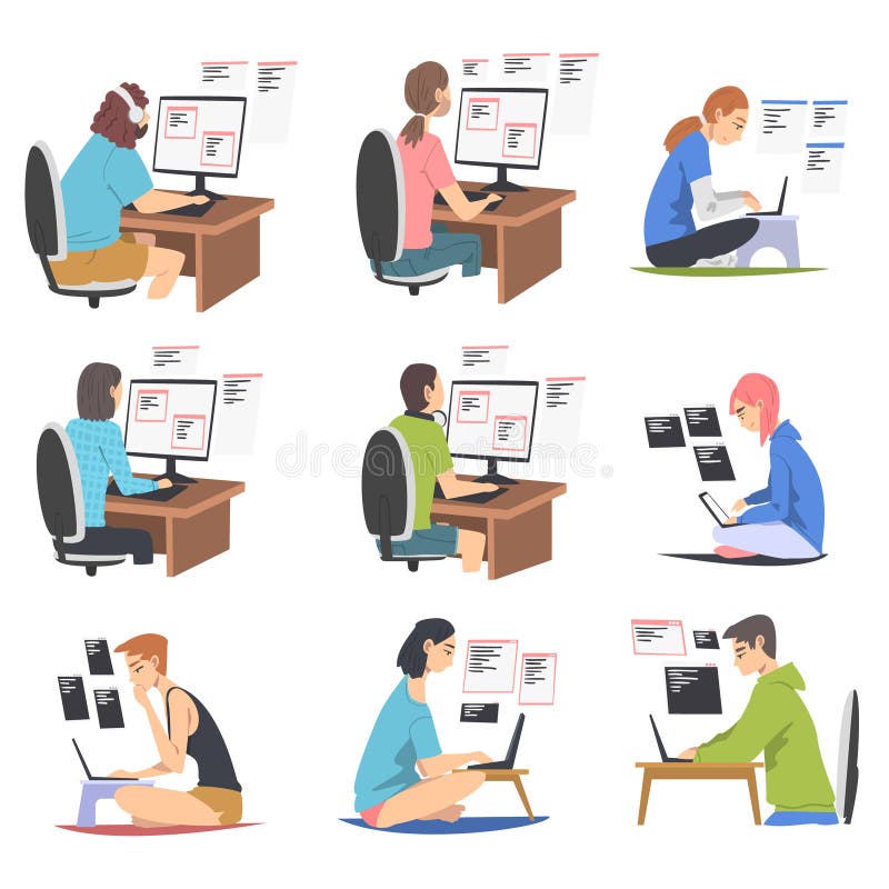 Software Developer Or Programmer Engaged In Coding In Server Side Framework On Laptop Or