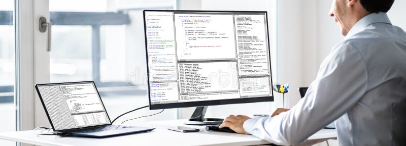 Software Developer Programmer Working on Computer Stock Photo - Image ...