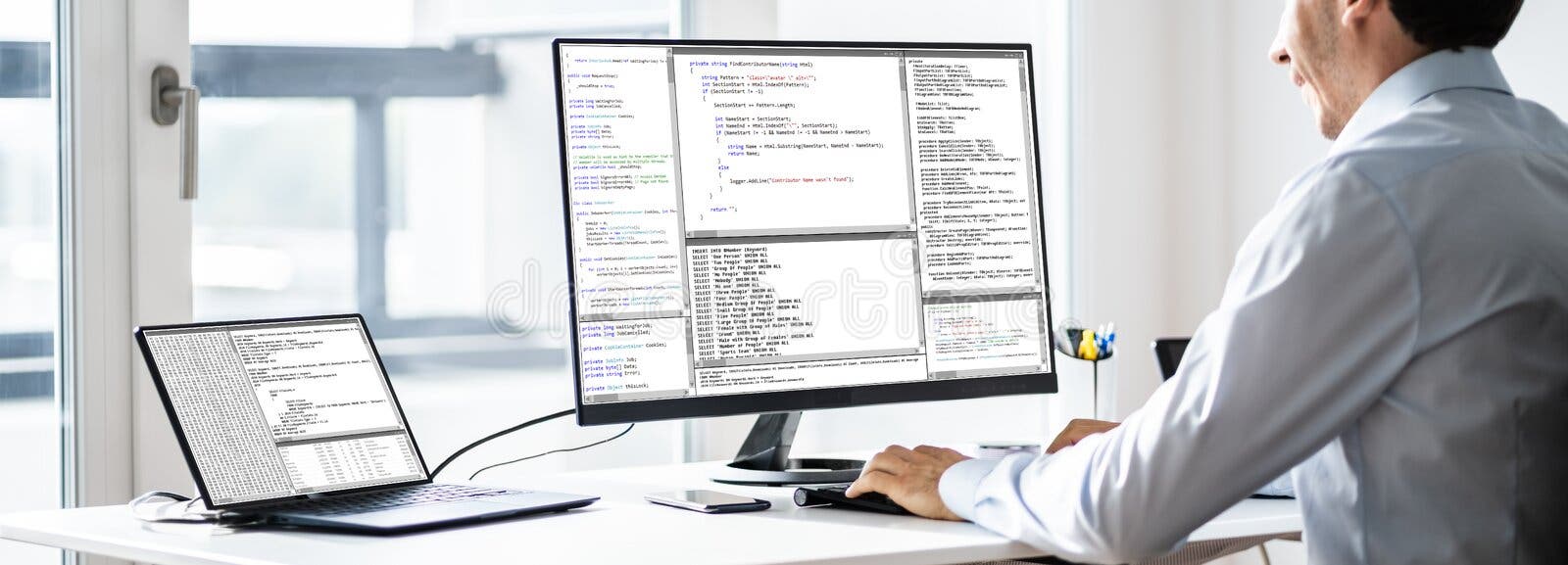 Software Developer Writing Computer Code Stock Image - Image of program ...