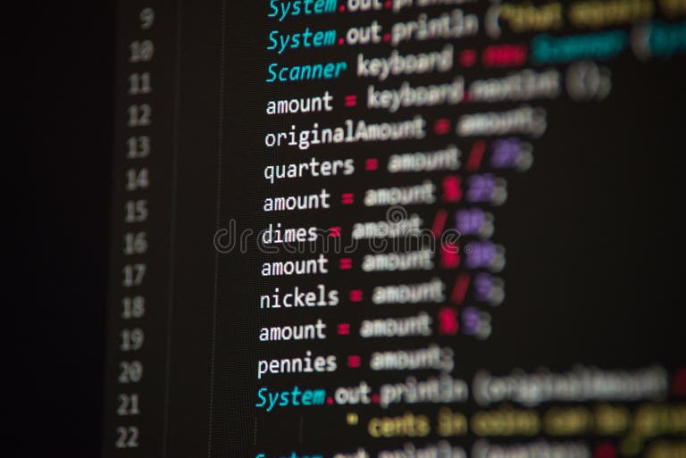 Software Developer Programming Code. Abstract Computer Script Code Closeup on Monitor Screen ...