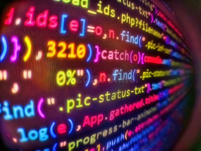 Shallow Depth Of Field Effect Programmer Workplace Real Html Code Developing Screen Coding