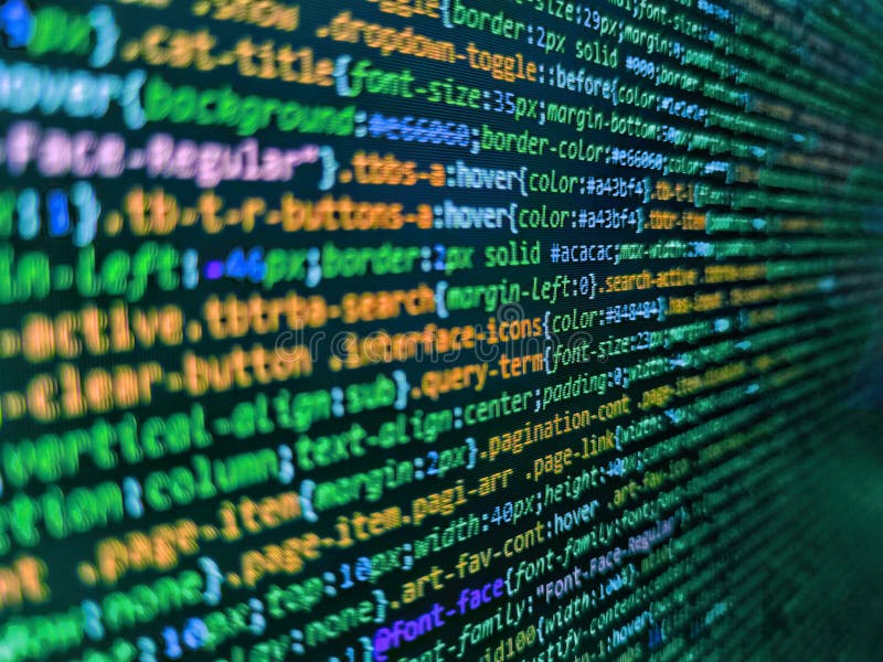 Software Developer Programming Code On Black Screen Modern Web Network And Internet