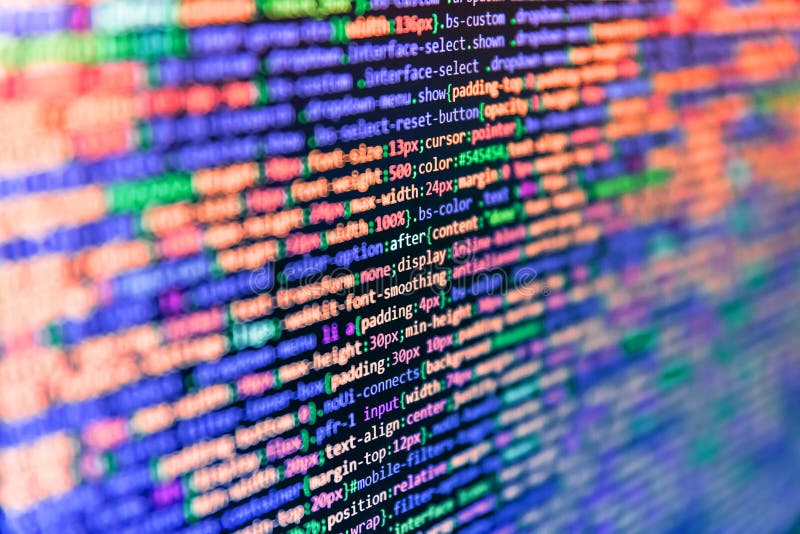 Software Developer Programming Code On Black Screen Technology Horizontal Background Screen Of