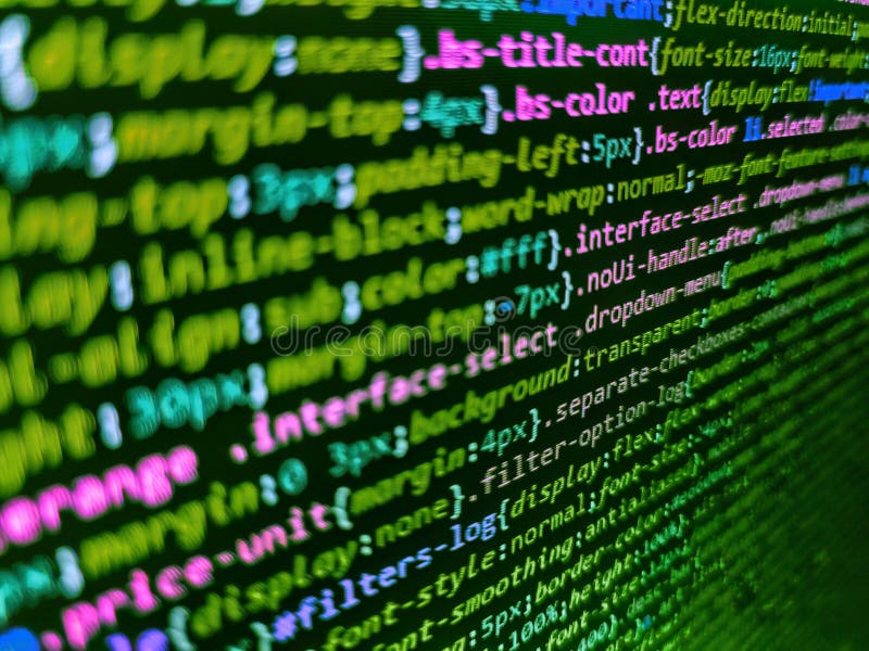 Software Developer Programming Code On Black Screen Developer Working On Websites Codes In
